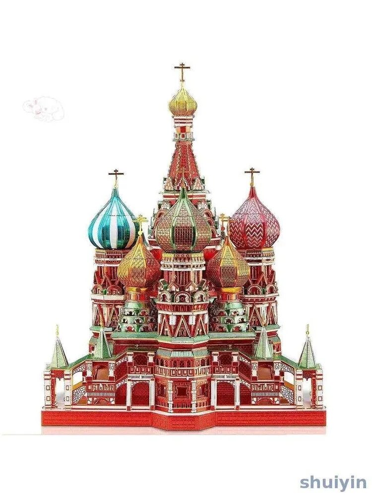 3D Пазлы, конструктор металлический, Архитектурная модель собора Василия Блаженного
