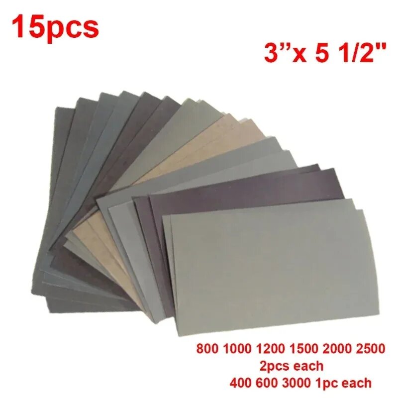 Шлифовальная бумага 400-2500 grit 15 шт.