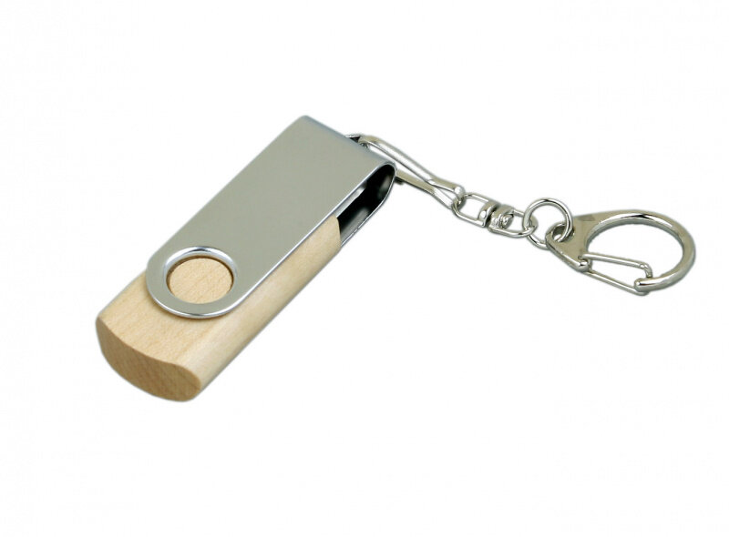 Деревянная флешка с поворотным механизмом (4 Гб / GB USB 2.0 Белый/White 032)