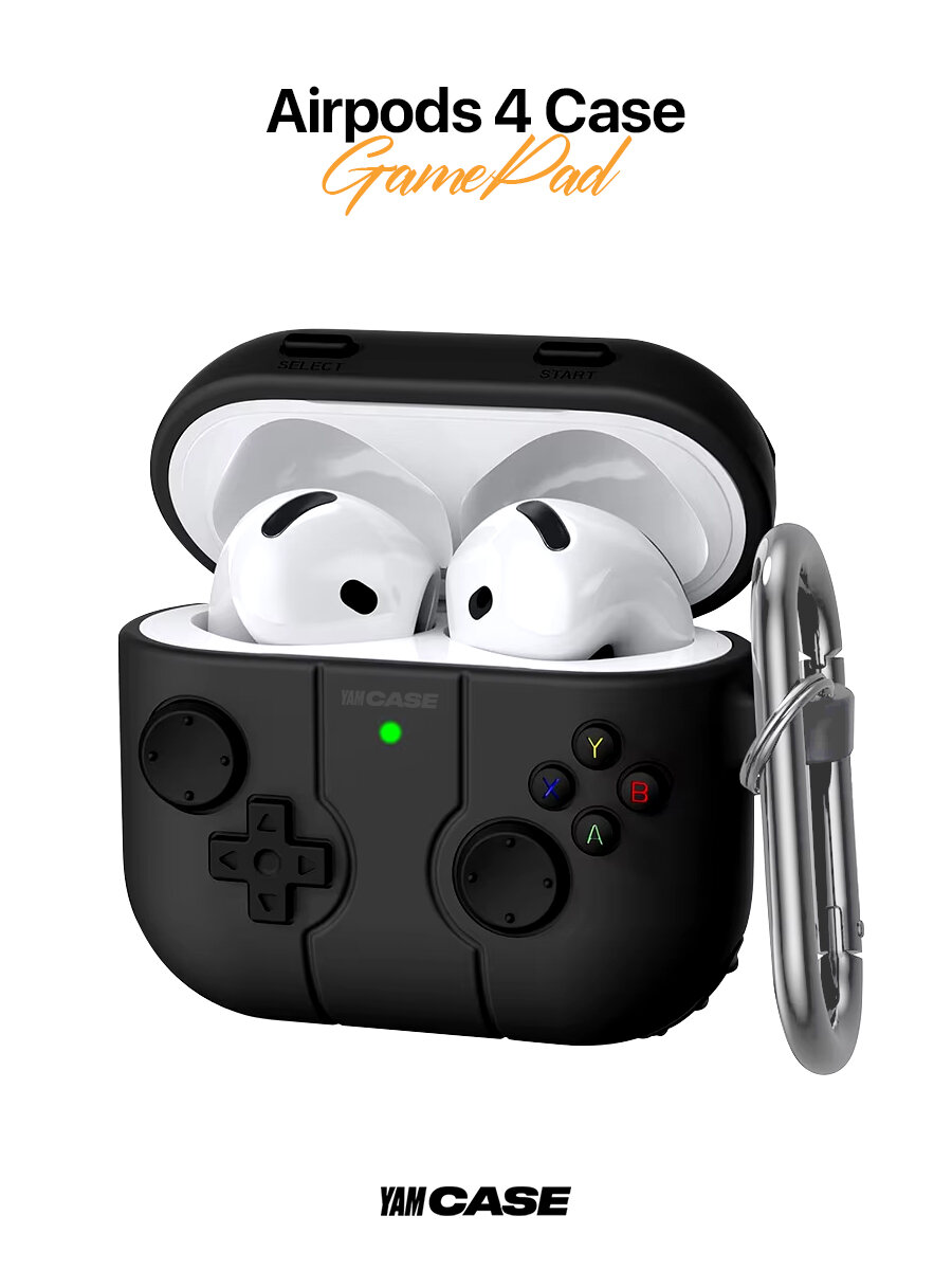 Чехол Yamcase для наушников AirPods 4, силиконовый, с карабином