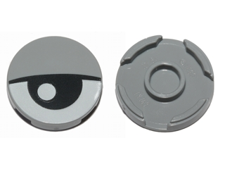 Tile, Round 2 x 2 with Bottom Stud Holder with Eye and Eyelid Pattern, 14769pb027 Light Bluish Gray U