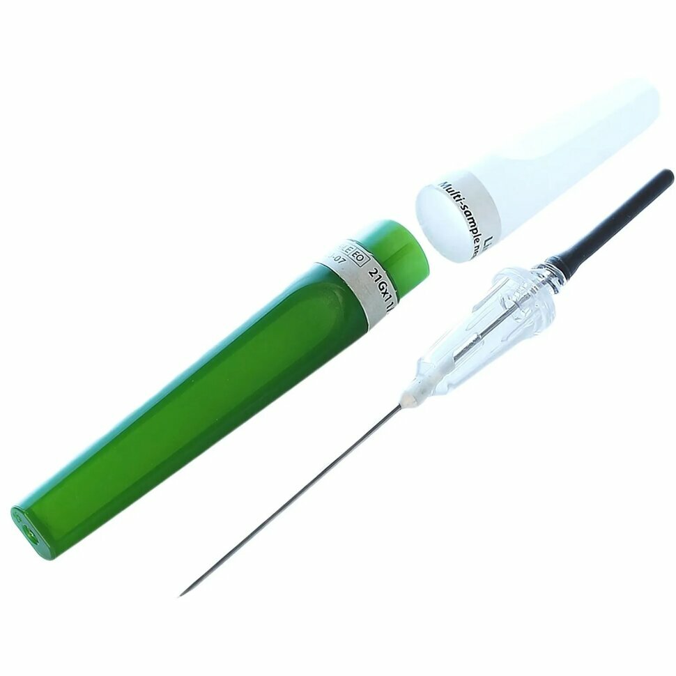 Игла двусторонняя 21G (0,8х38мм) зеленая виз. контроль Lind-Vac 50шт/уп, 1219713