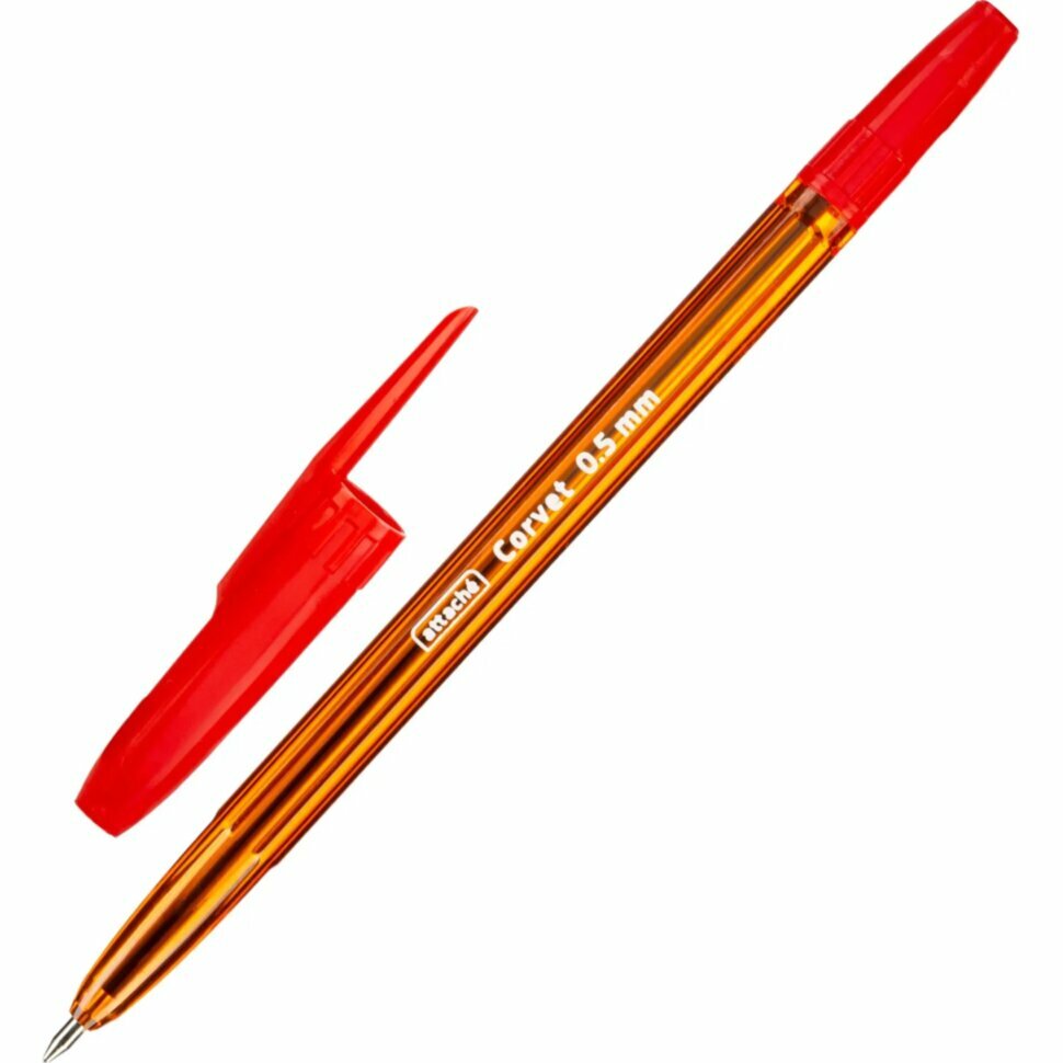 Ручка шариковая неавтомат. Attache Corvet масл, крас,0,5мм, оран, Россия, 1886551
