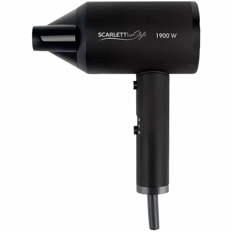 Фен SCARLETT SC-HD70I37, 1900 Вт, 2 скорости, 3 температурных режима, ионизация, черный, 457204