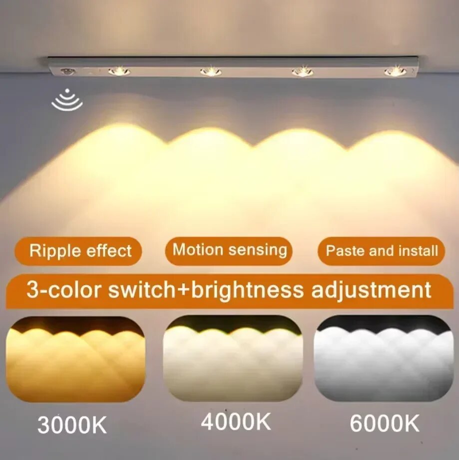 Светодиодная вставка Ripple, датчик движения, 3 цвета, White-50CM-4LED