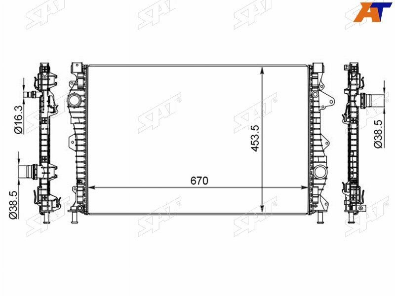 . SAT Радиатор охлаждения двигателя для Land Rover Discovery Sport 14- / Range Rover Evoque 15-18