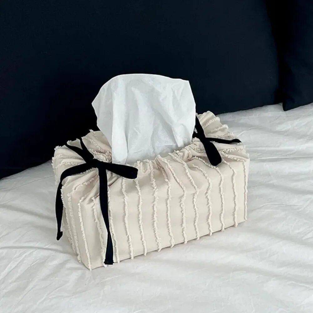 Однотонная тканевая коробка для салфеток White