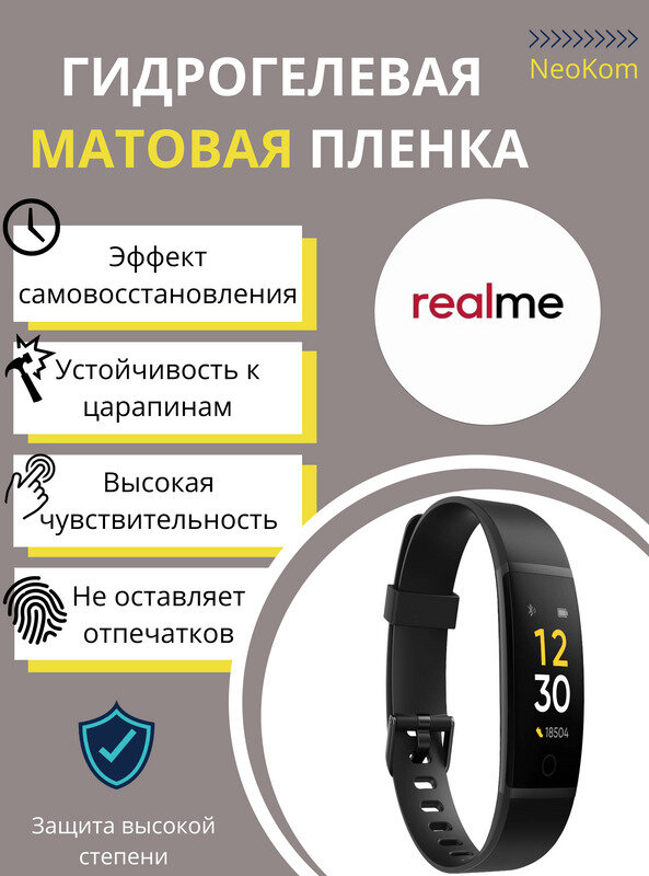 Гидрогелевая защитная пленка для смарт-часов Xiaomi Realme Band (3 шт) - Матовые