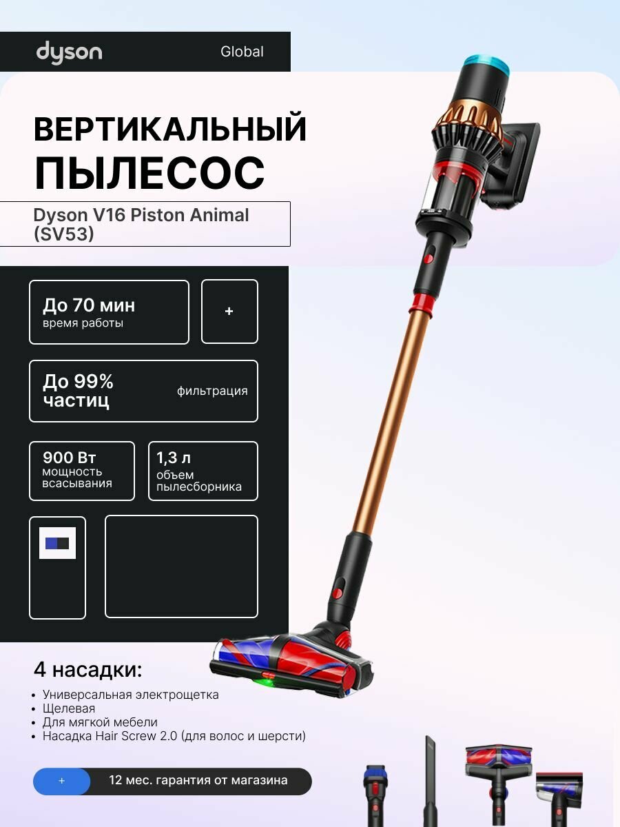 Пылесос Dyson V16 Piston Animal (SV53) Black/Copper