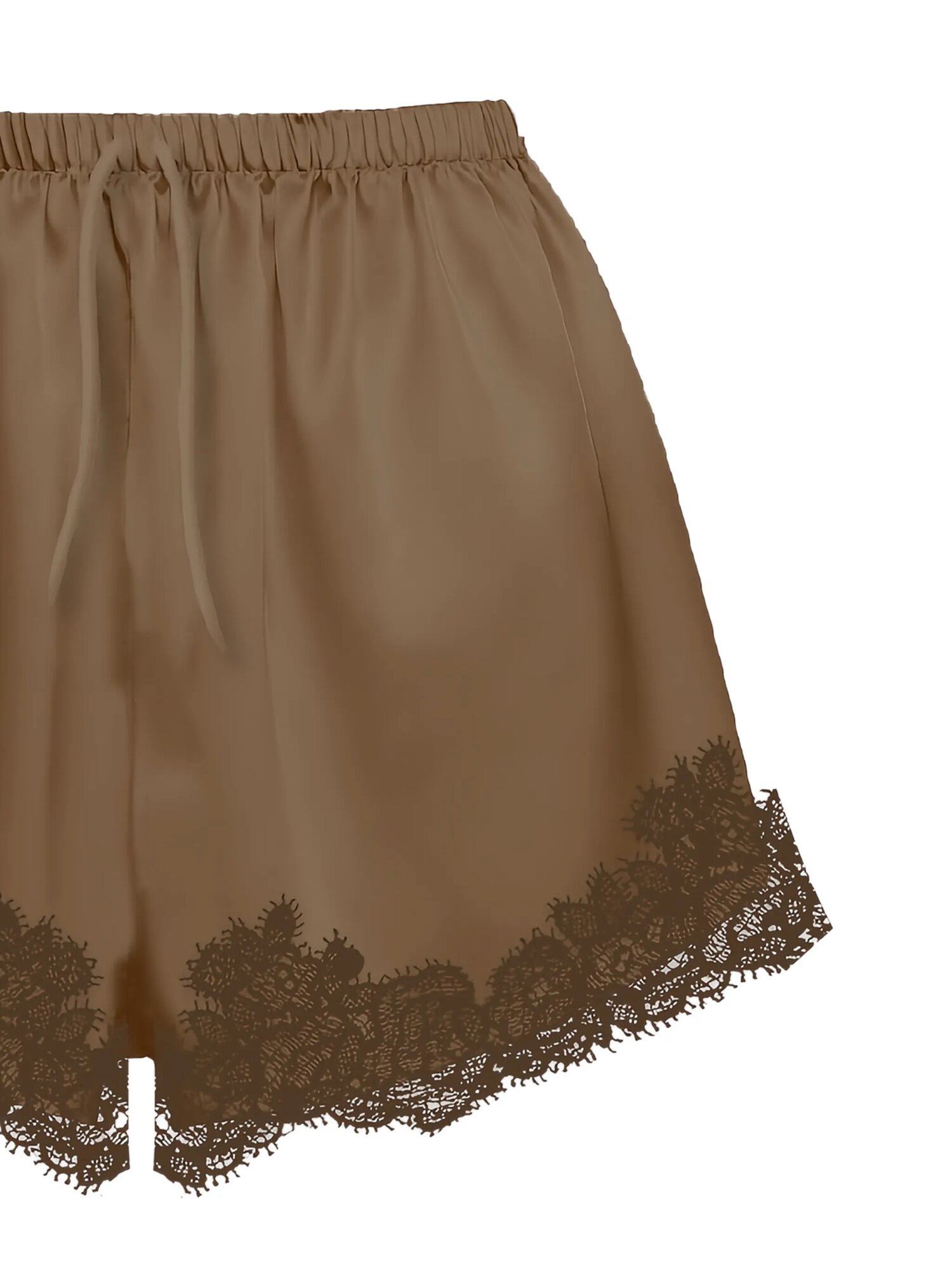 Шорты MC2 Saint Barth Kammy lace-trim drawstring shorts, размер 44, коричневый — фото 1