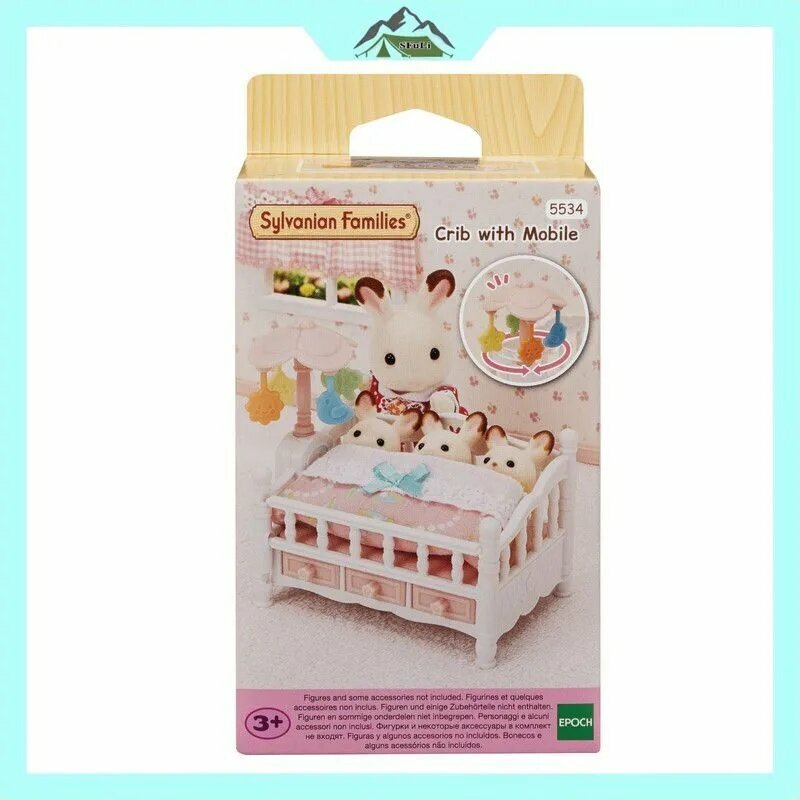 Детская кроватка с мобилем в эксклюзивном наборе мебели для Sylvanian Families