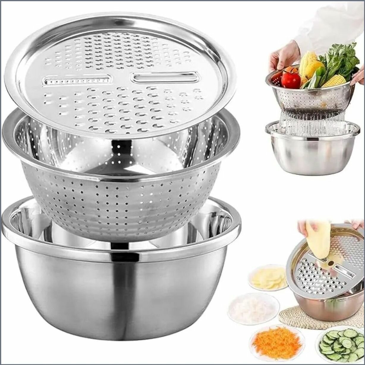 Миска серебристый, 3 шт