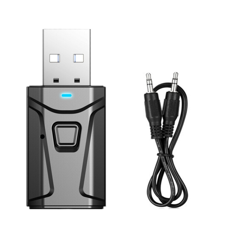 Адаптер Bluetooth 5.0 USB - JACK AUX 3,5 мм с микрофоном /Беспроводной универсальный Аудиоресивер Беспроводной ресивер аудиоприемник для колонок в автомобилях, телевизоров, наушников
