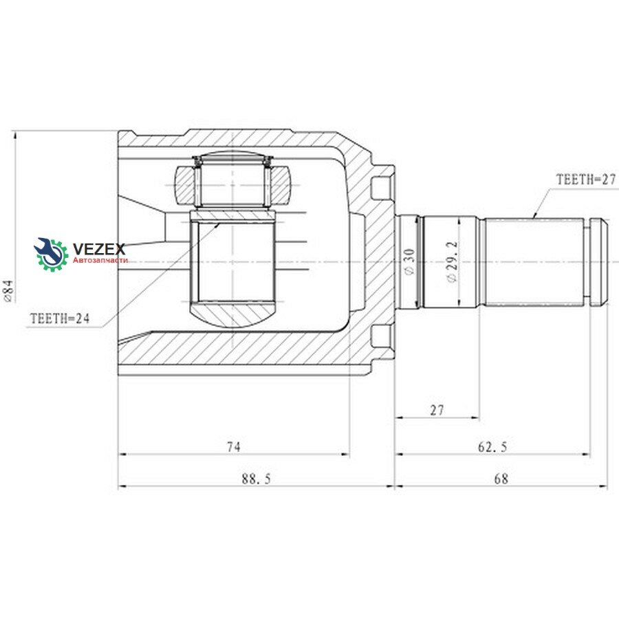 ZIKMAR Z88944R Шрус Внутренний Hyundai IX35, Tucson 10my (09--15), - R Z88944R