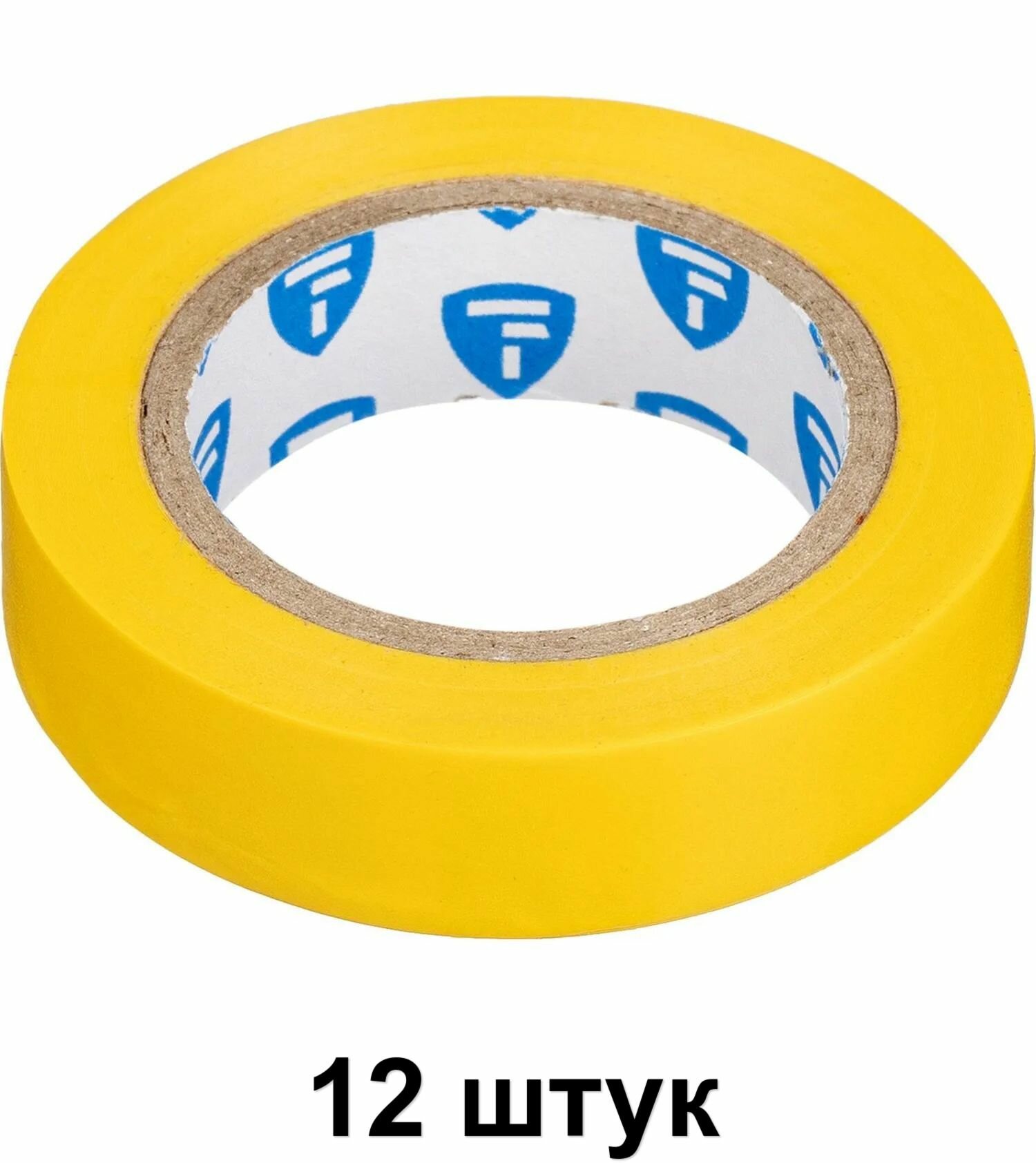 TOPFORT Изолента 15мм х 10м х 0,13мм желтый, 12 шт