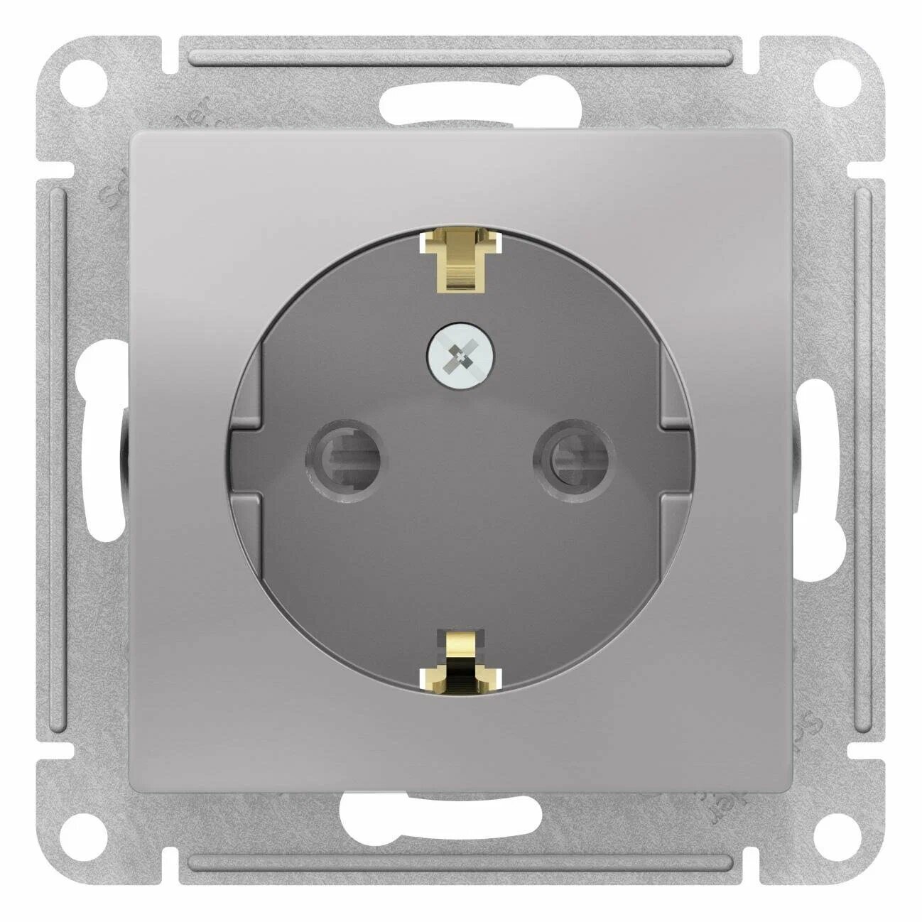 Розетка силовая c заземлением и шторками Systeme Electric (Schneider Electric) AtlasDesign, алюминий ATN000345 - 10 шт.