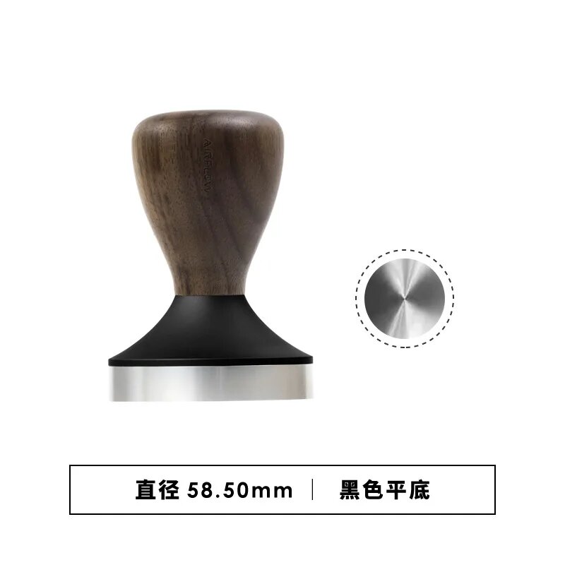 AIRFLOW Тампер для кофе из нержавеющей стали с деревянной ручкой Black-Flat-58mm