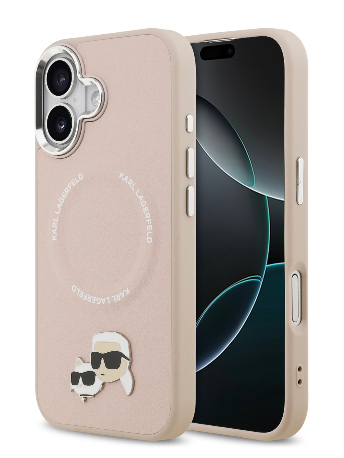 Чехол Karl Lagerfeld на iPhone 17, с функцией MagSafe, с металлической фурнитурой, розовый