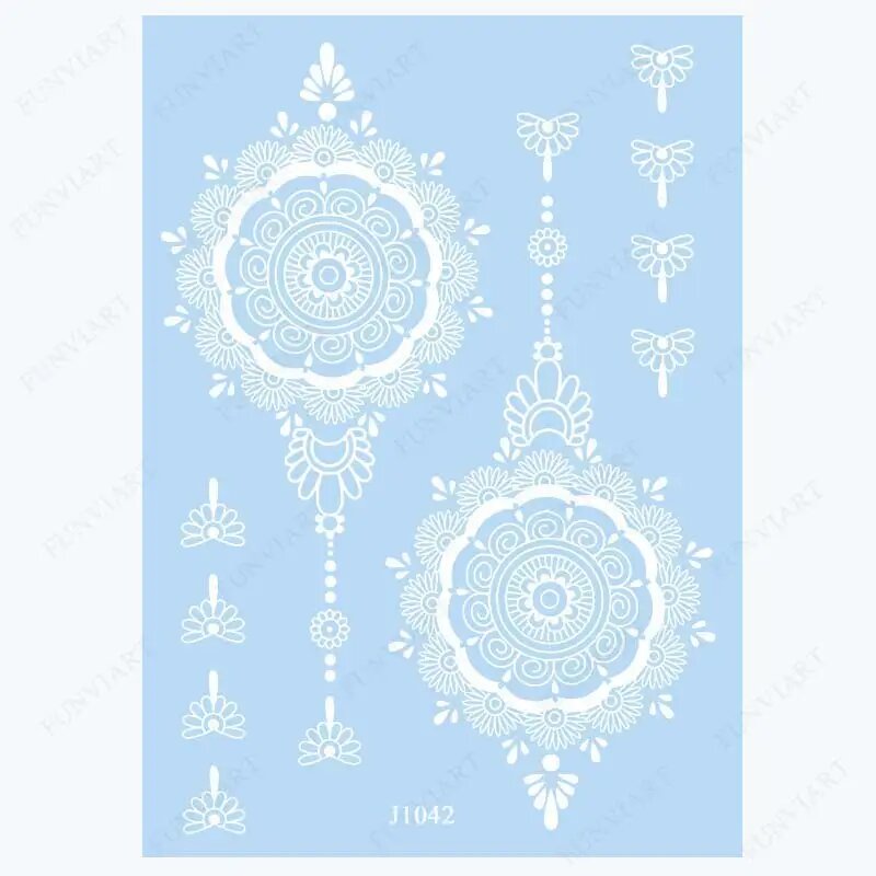 Временные татуировки хной белые J-1042-W