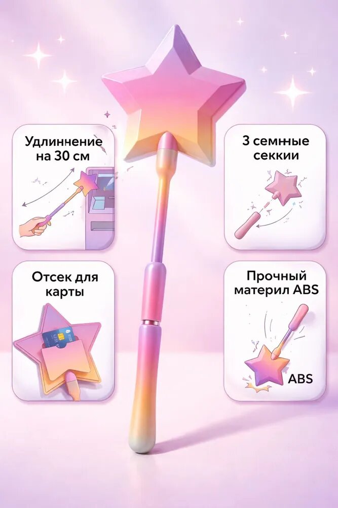 Волшебная палочка для карт: бесконтактный держатель с 3D-звёздным эффектом