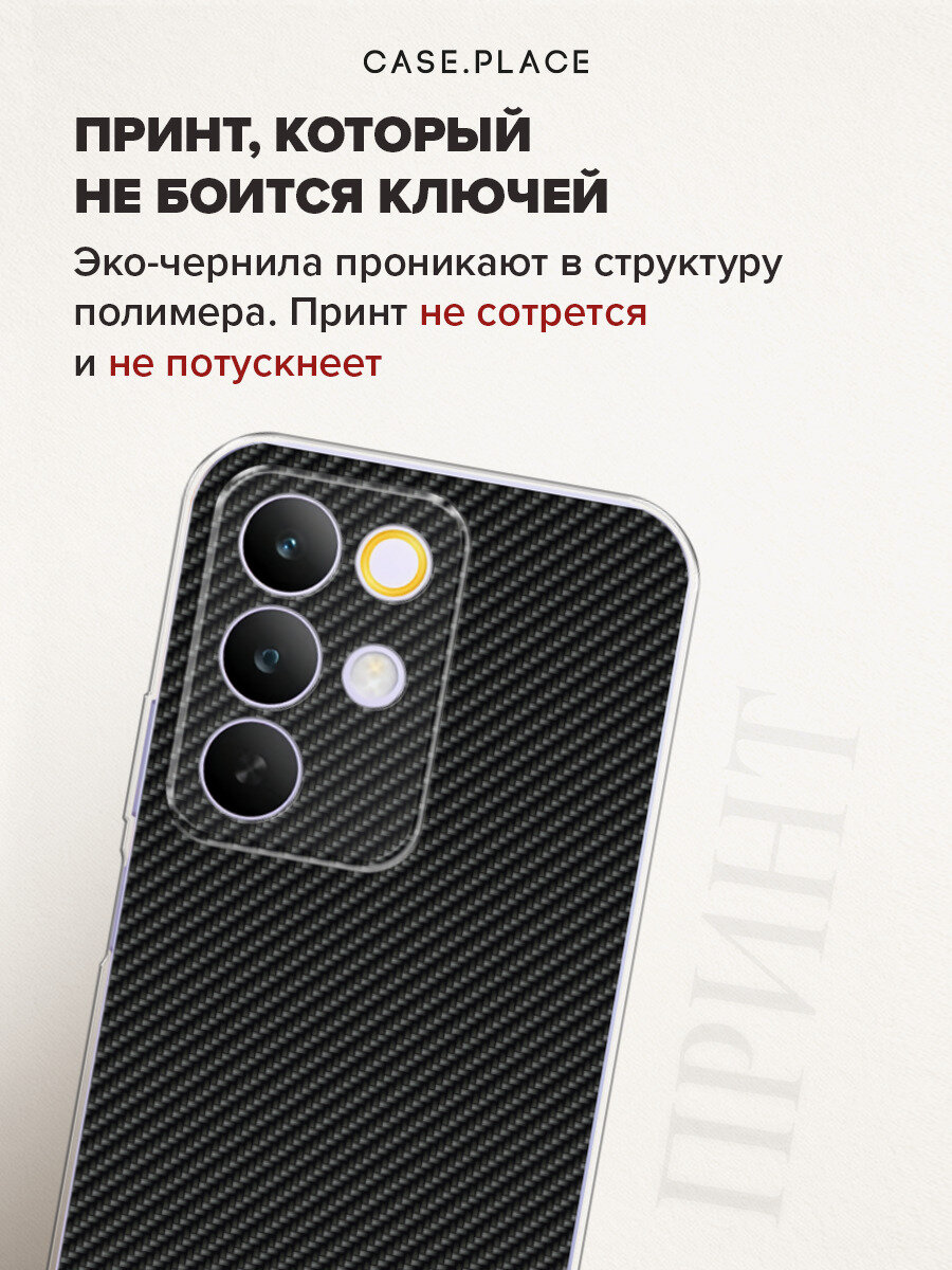 Силиконовый чехол на Realme C85 / Реалми C85 с принтом черный карбон — фото 1