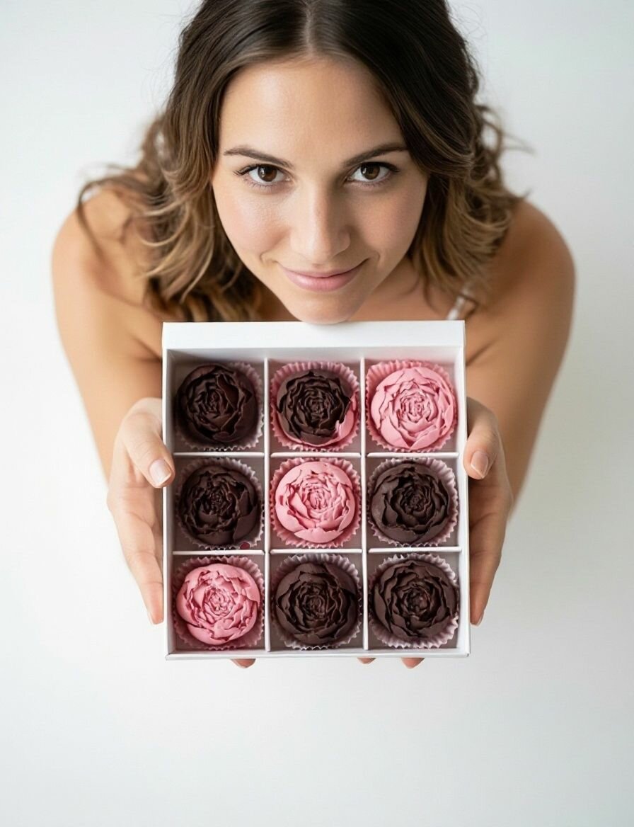 TDNebykovA Конфеты "Сладкие Пионы" в коробке, розово-молочные, 9 шт