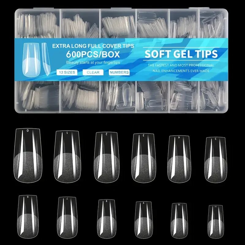 600 шт. прозрачные типсы для ногтей Soft Gel