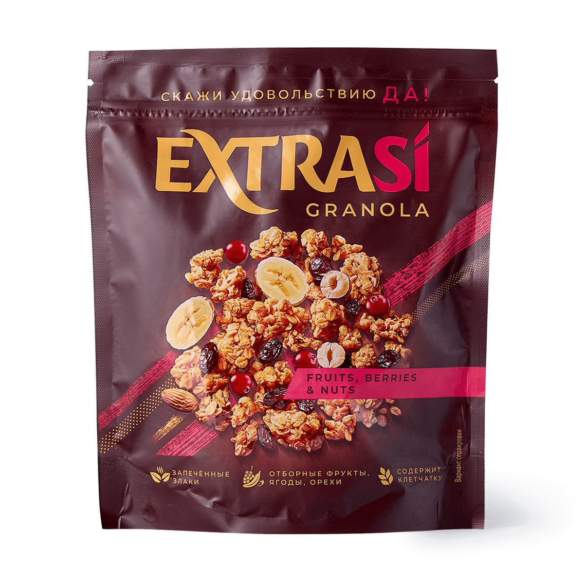 Гранола Extrasi, с фруктами, ягодами, орехами, 447ккал, 100г