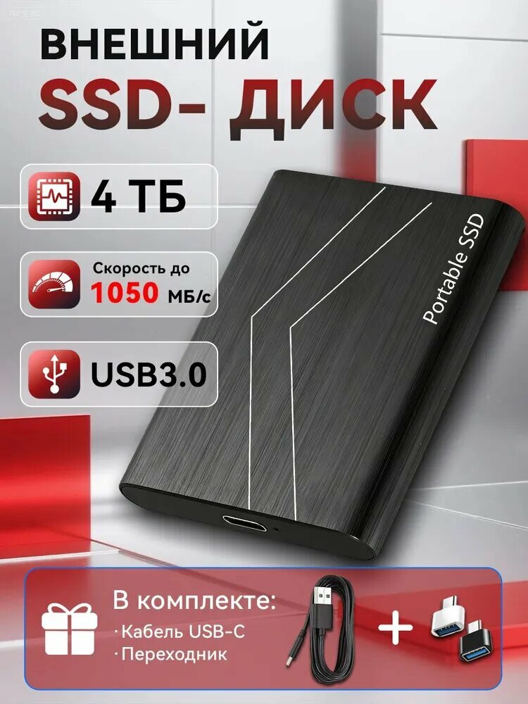 4 ТБ Внешний жесткий диск (R5 Portable SSD PRO 4TB), Композит, черный матовый