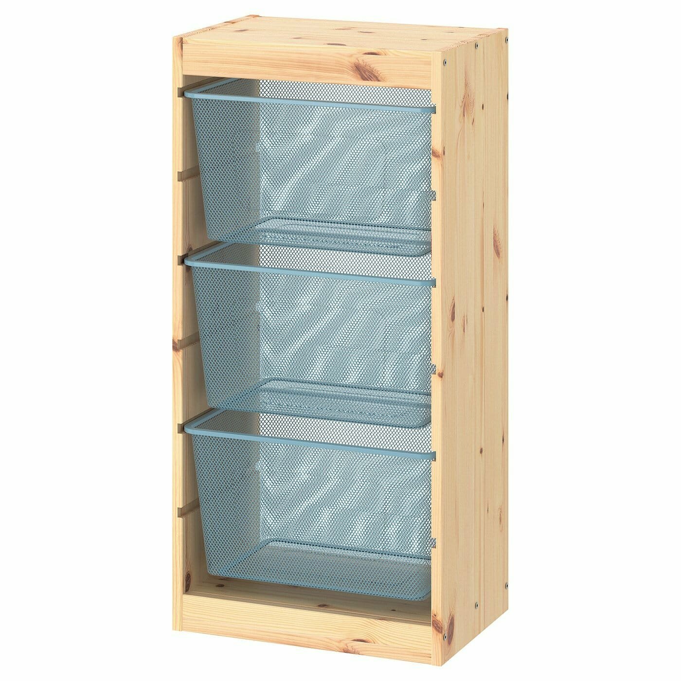 Стеллаж ikea trofast, светлая сосна, белый, серо-голубой, 44x30x91 см 594.774.82