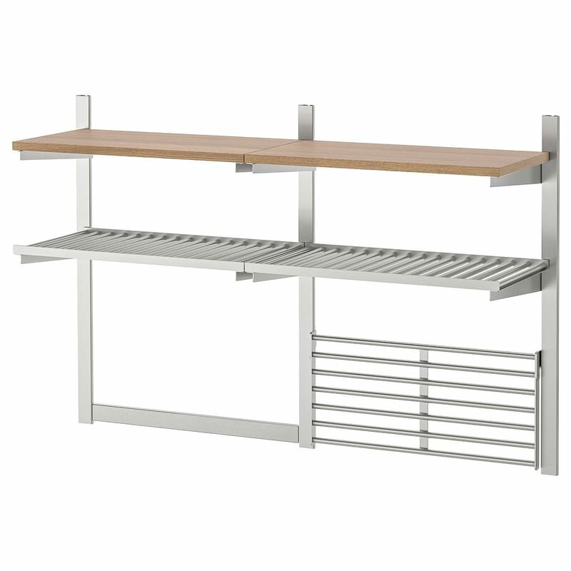 Органайзер для хранения вещей IKEA KUNGSFORS шина/полка/магнитная планка/решетка, нержавеющая сталь/ясеневый шпон 392.848.80