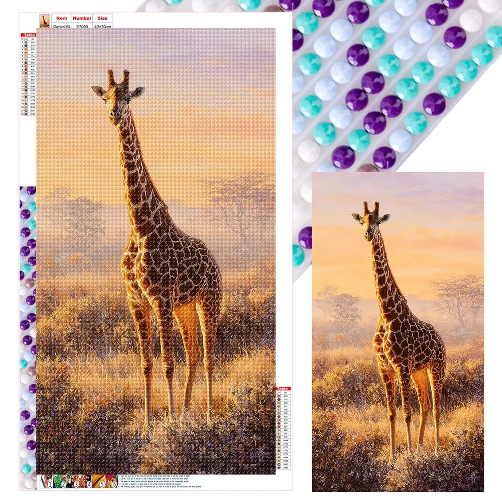 Диамантная вышивка Жираф 40x70 см, 5D, с круглыми стразами