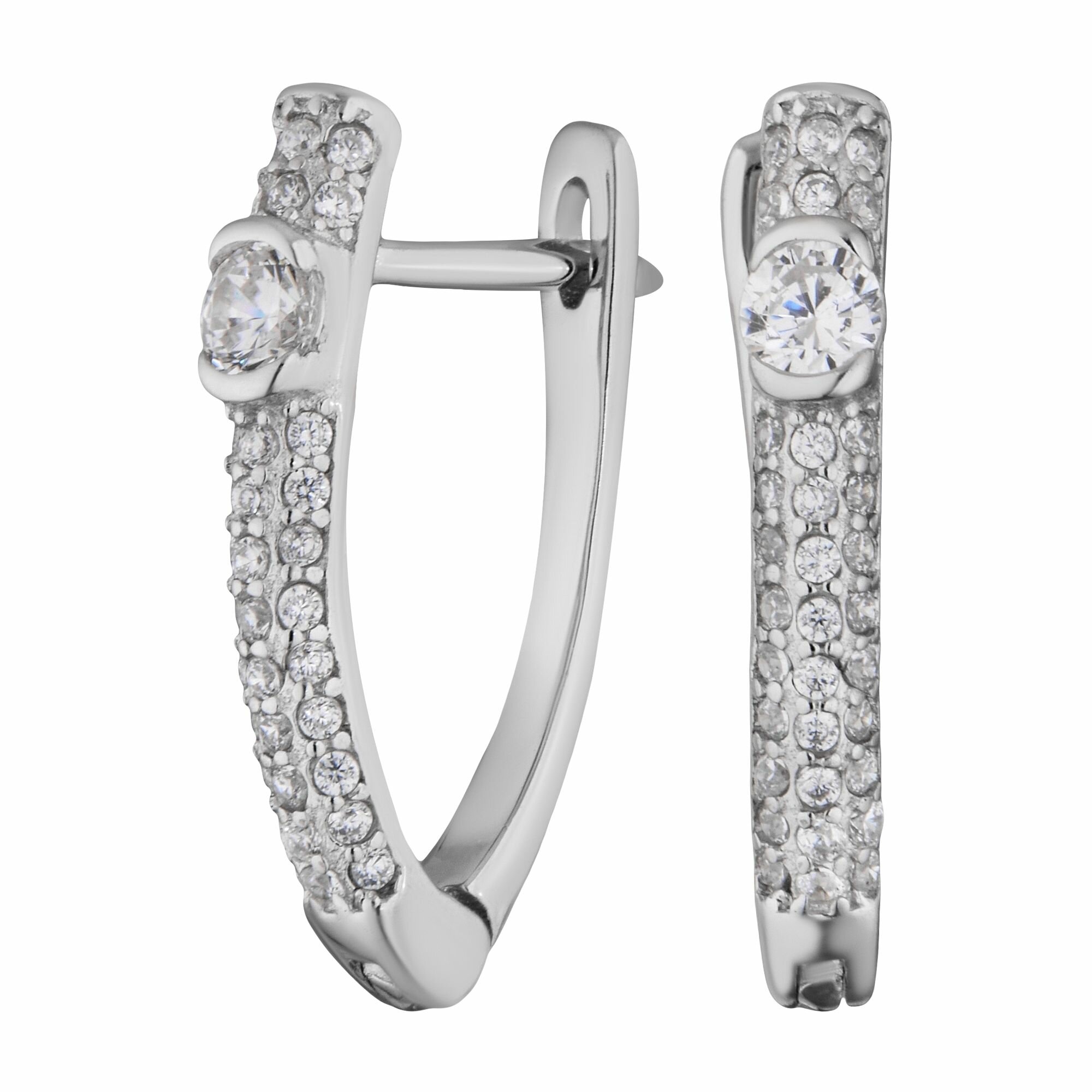 Серьги, серебро, 925 проба, родирование, фианит