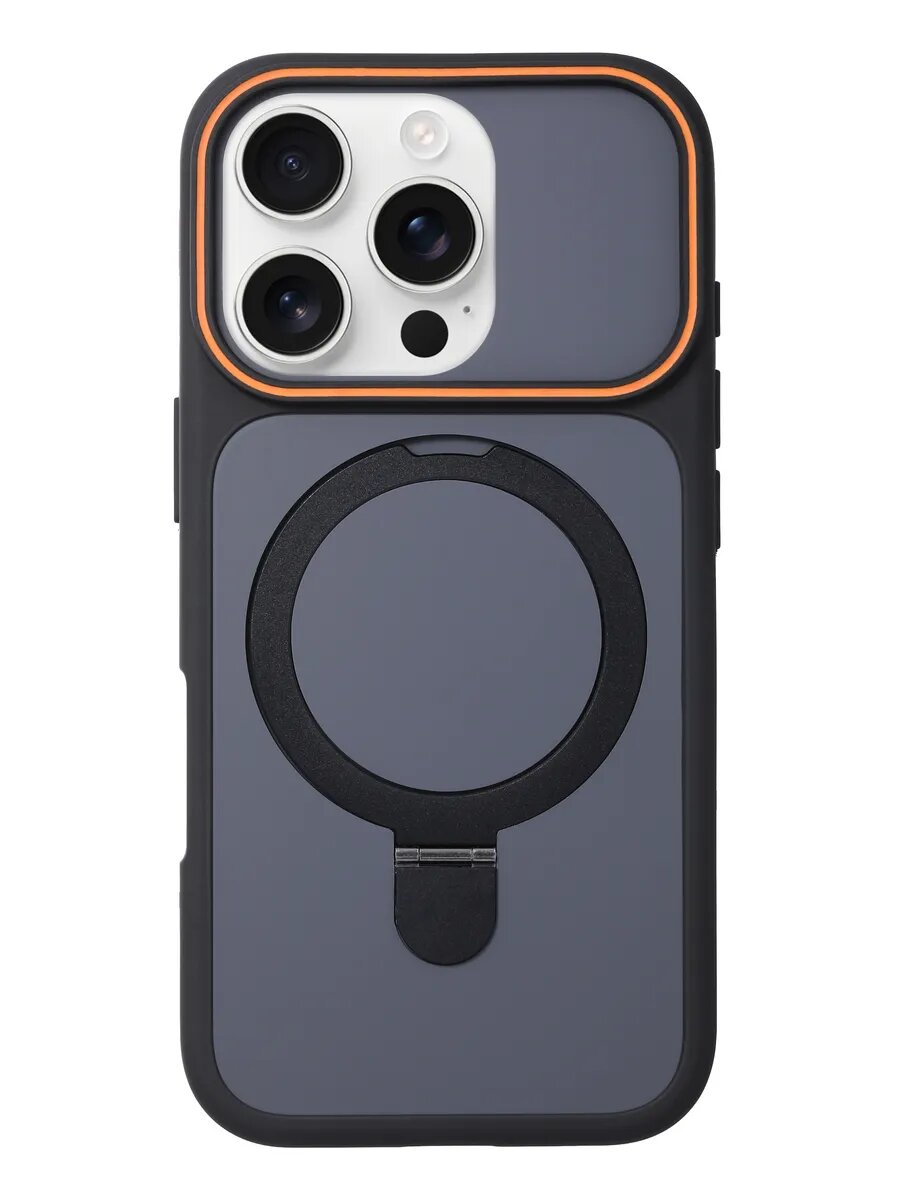 Чехол О'кейси, для iPhone 16 Pro, матовый, с MagSafe, защита камеры, черный — фото 1