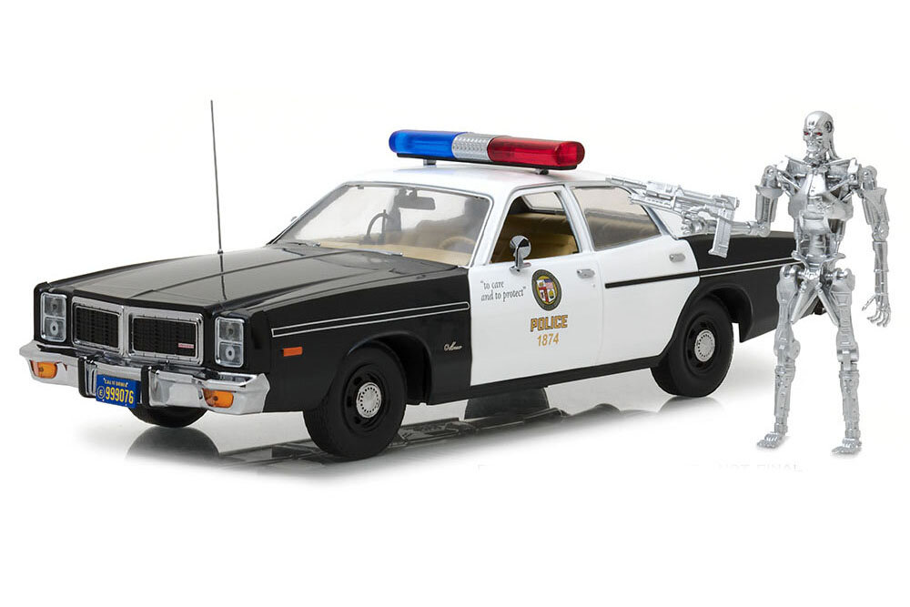 Dodge monaco metropolitan police year 1977 movie terminator (1984) with T-800 figure / додж монако (из фильма терминатор с фигуркой робота)