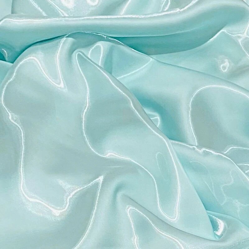Жидкая атласная ткань Galaxy Water Gloss Materia синяя 100% полиэстер Length 1Meter, Pale Mint