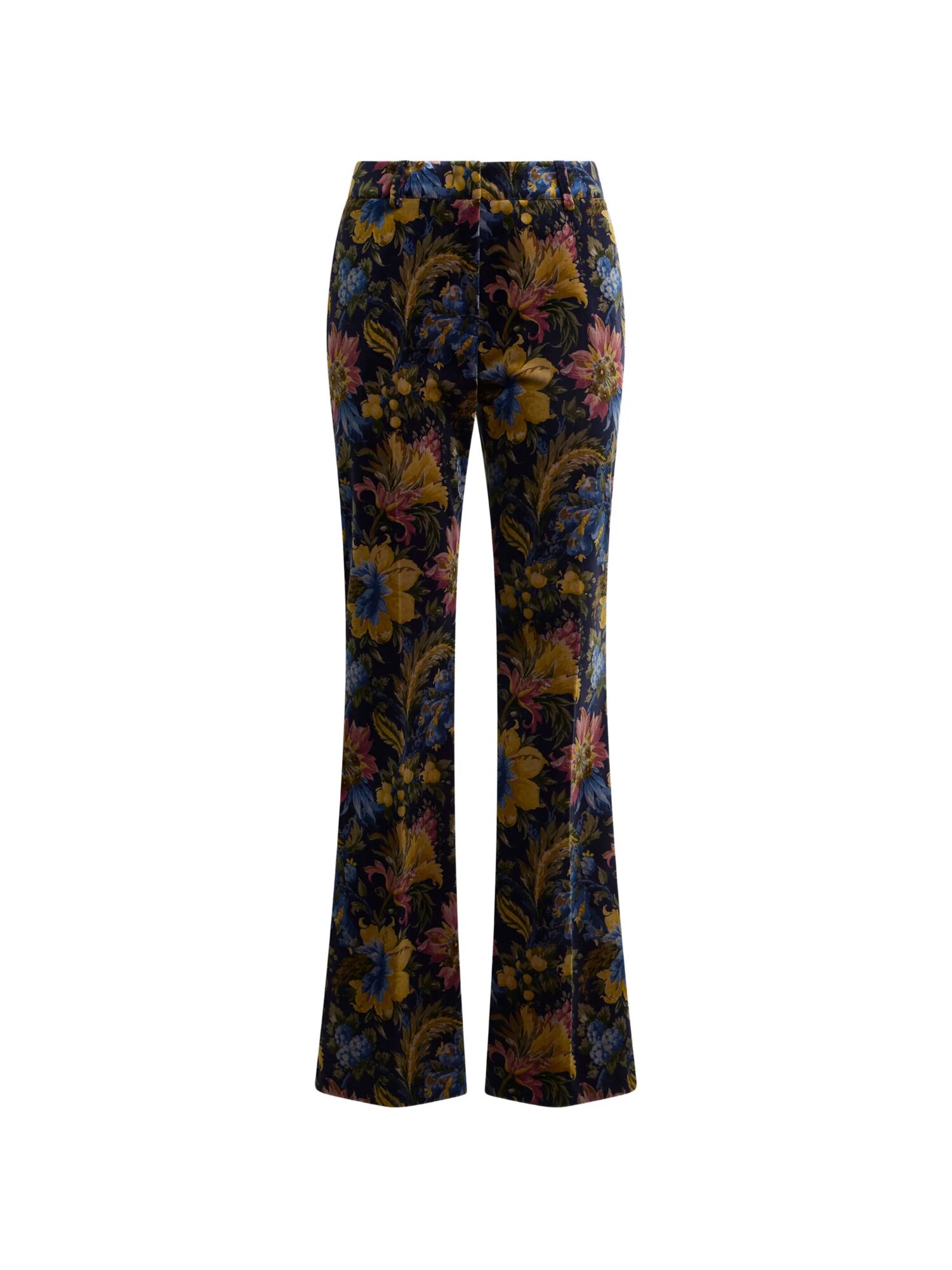 Брюки Cotton velvet trousers with floral overprint