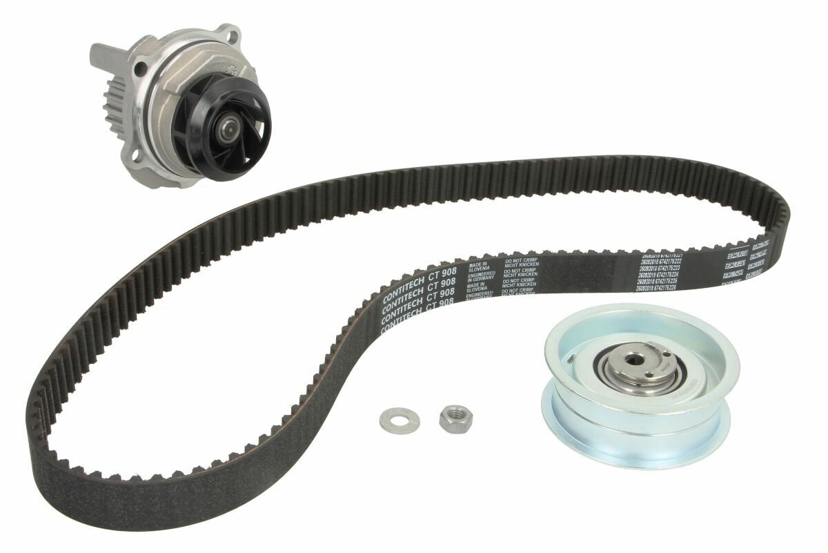 Комплект ремня ГРМ CONTITECH CT908WP1 OCTAVIA GOLF JETTA PASSAT 96- 1.6 с помпой