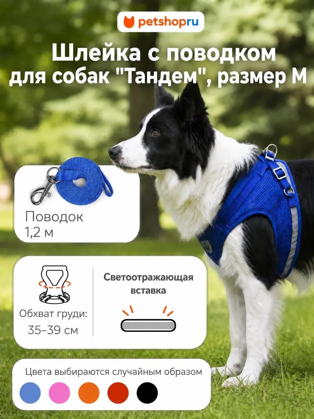 PETSHOP Шлейка с поводком для собак "Тандем", M