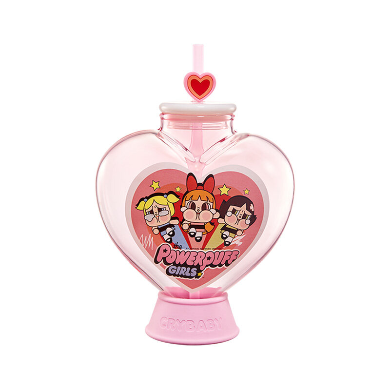 Кружка-сердце унисекс POP MART CRYBABY x The Powerpuff Girls, оттенок Heart Cup, розовый