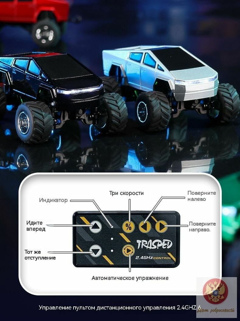 Радиоуправляемая модель Cybertruck 1:64 /Двойное управление, коллекционная игрушка для детей и взрослых
