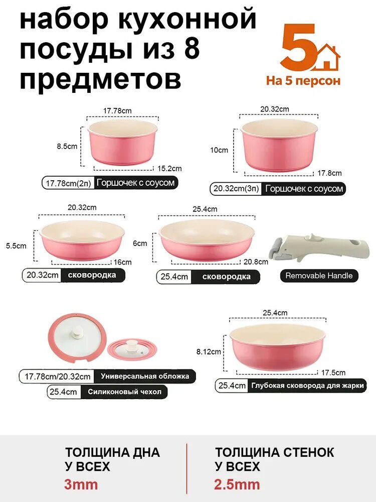 KITU Набор посуды для приготовления, 8 предм.
