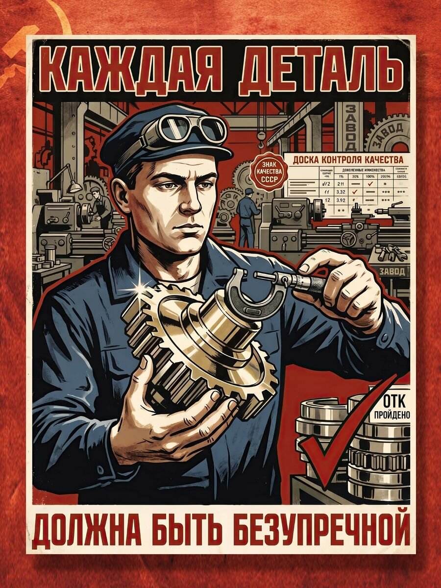 Постер СССР "Каждая деталь должна быть безупречна!" - 30х40см (без рамки)