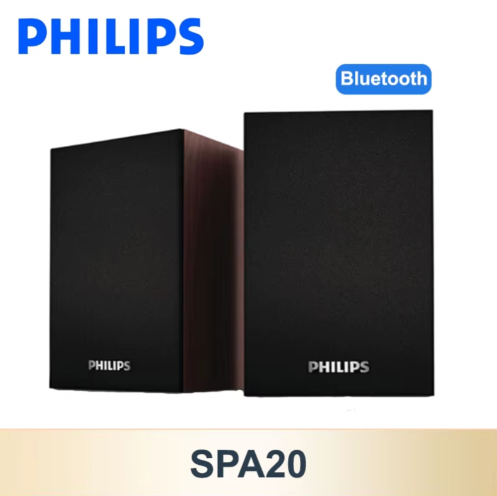 Акустическая система Philips 2.0 SPA 20B/93, Hi-Fi звук, 4W, портативные колонки, Bluetooth 5.3, темно-коричневый
