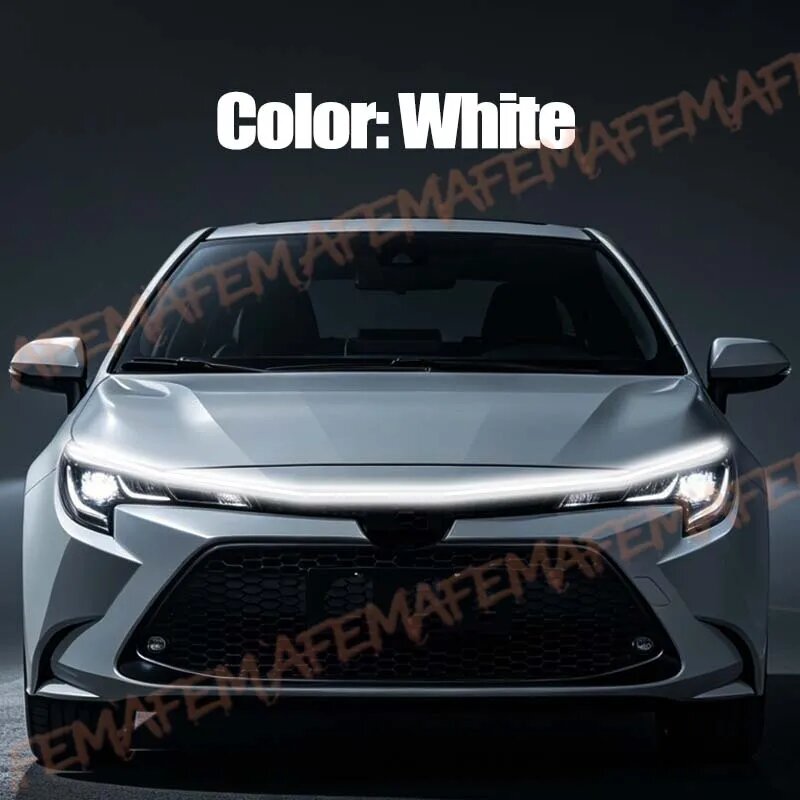Светодиодная лента на капот Toyota Corolla 2016-2025, White, 1.8m