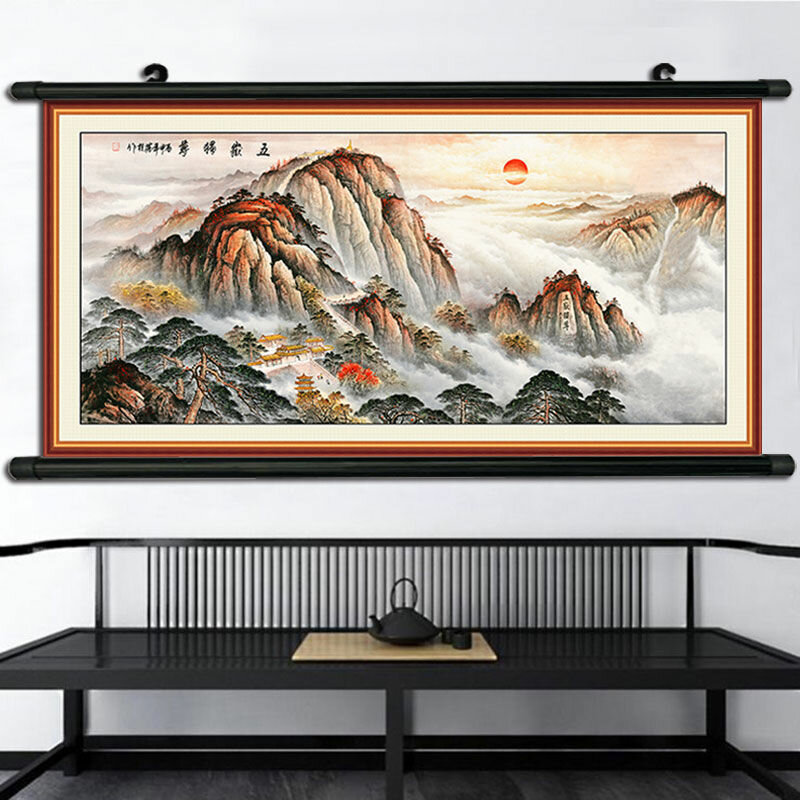 Масляная живопись со шелковым бархатом и подвесной палкой, 50x100 см Feng Shui