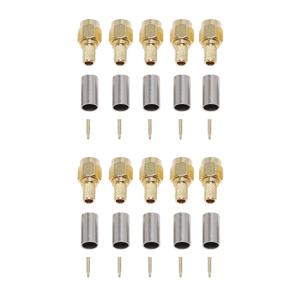 10 шт. SMA Male Plug RF коаксиальный разъем обжимной для RG58 RG142 RG400 LMR195 RG223