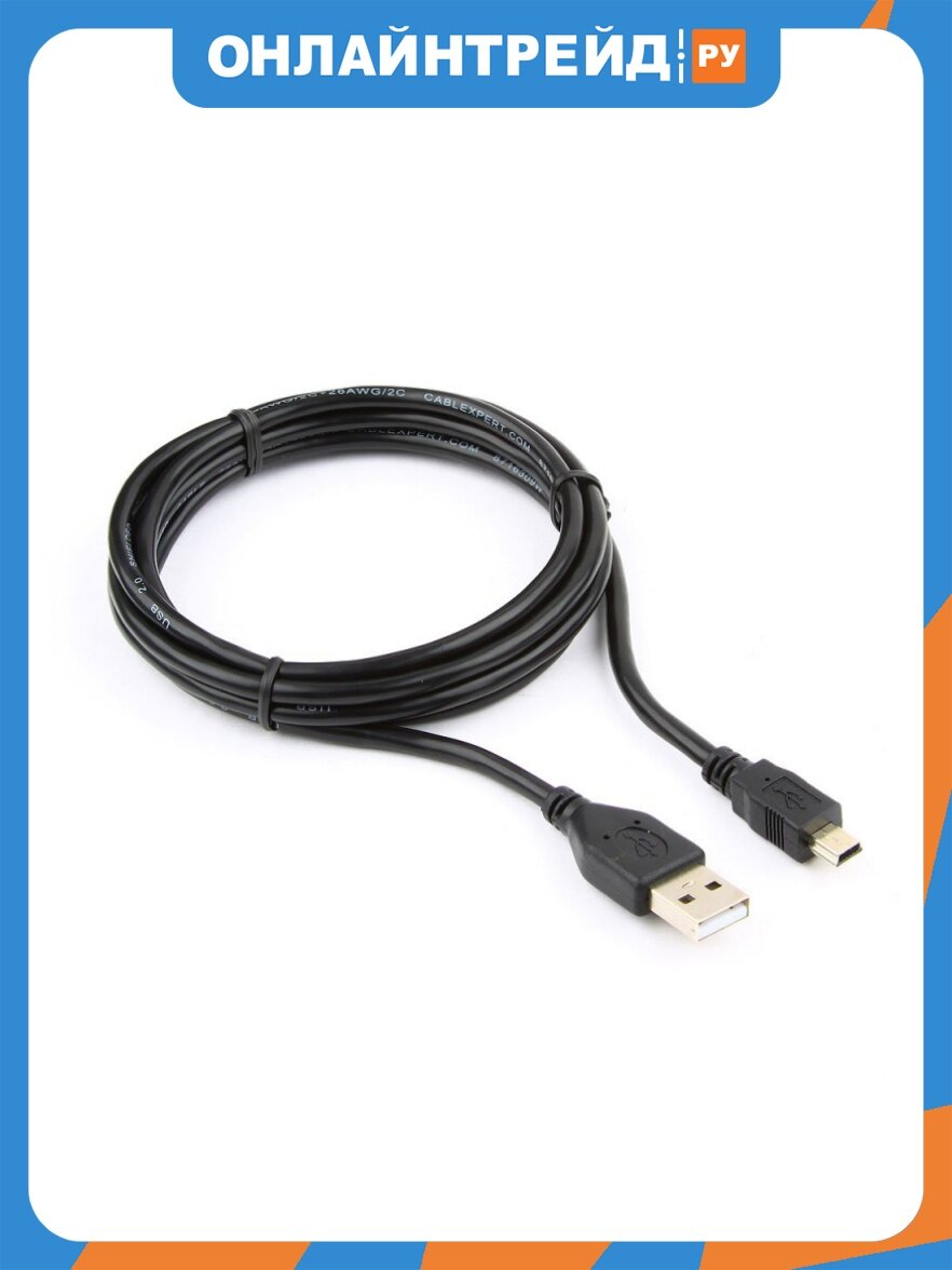 Кабель Cablexpert USB 2.0 Pro AM/miniBM 5P, 1.8м, экран, черный, пакет