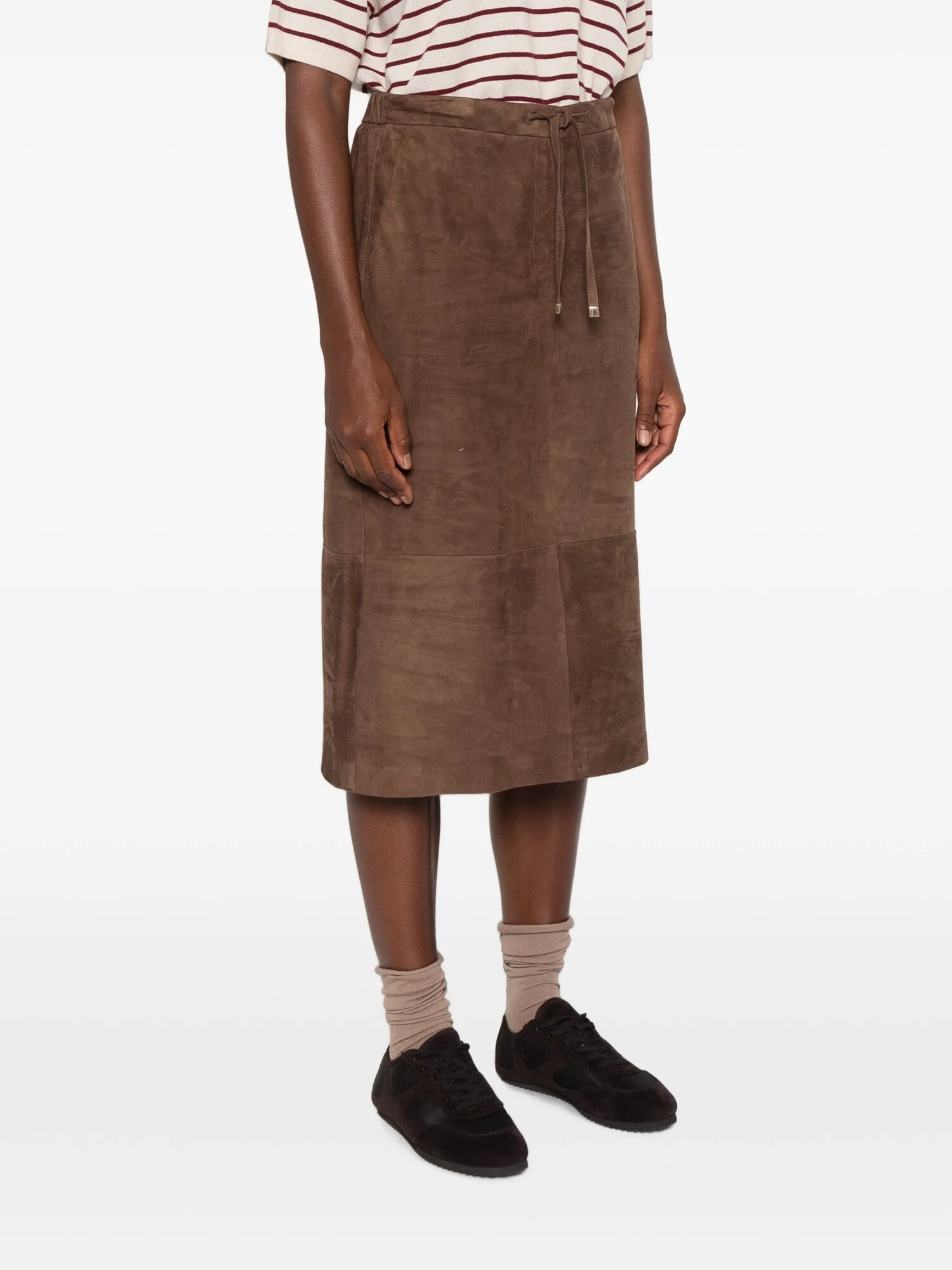 Юбка Max Mara Drawstring-waist suede skirt, размер 40 — фото 1