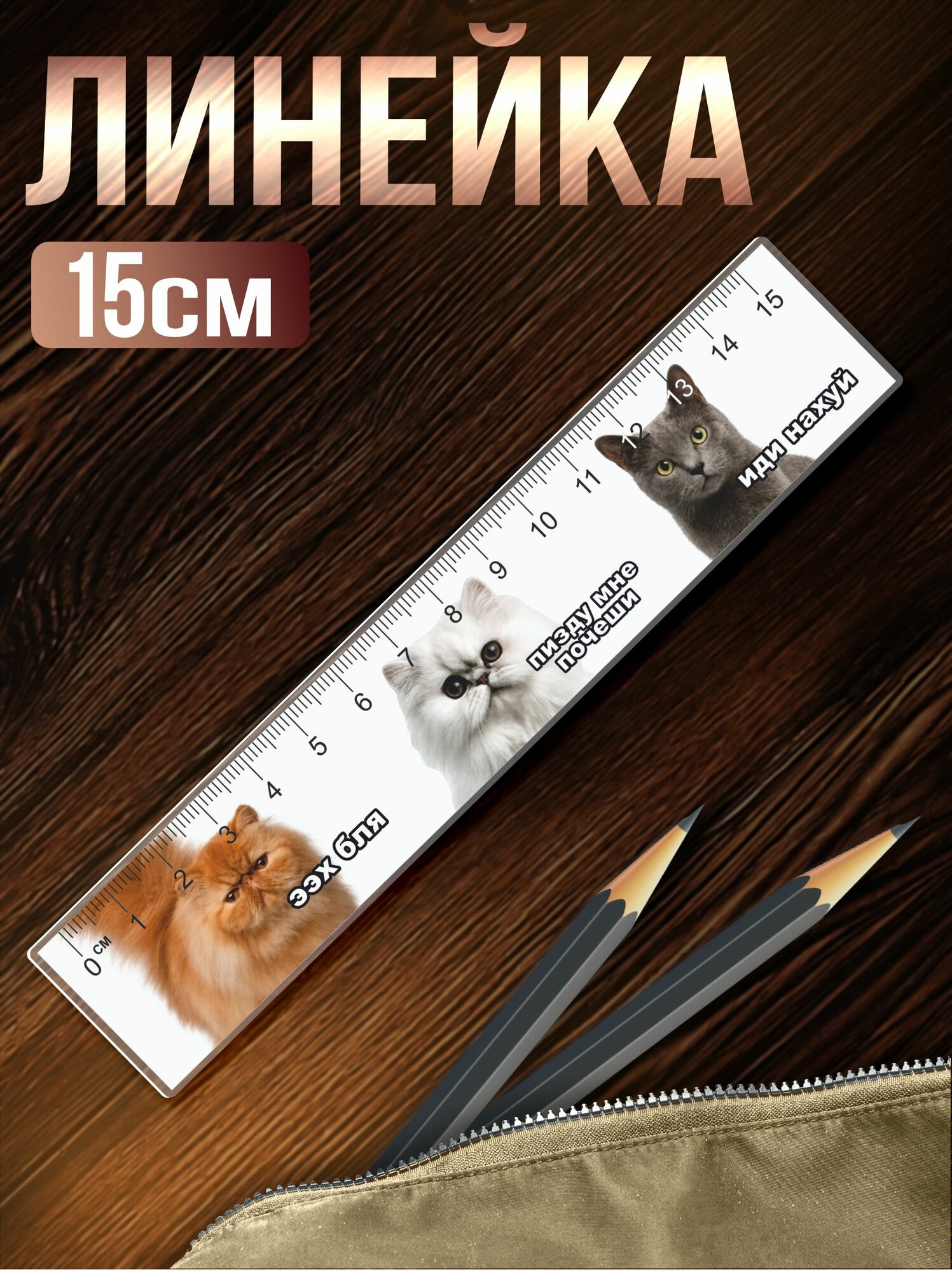 Канцелярия для школы линейка 15см Коты мем тик ток эх блин